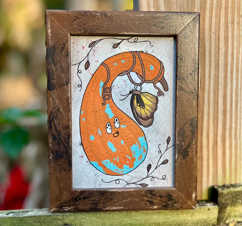Original Happy Gourd With Butterfly, Roughly 4 1/2in by 6in, Gourd ...