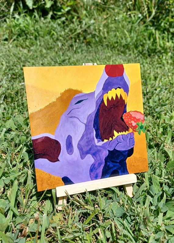 Dog Biting a Strawberry Doberman Art Dog Print Angry Dog - Etsy