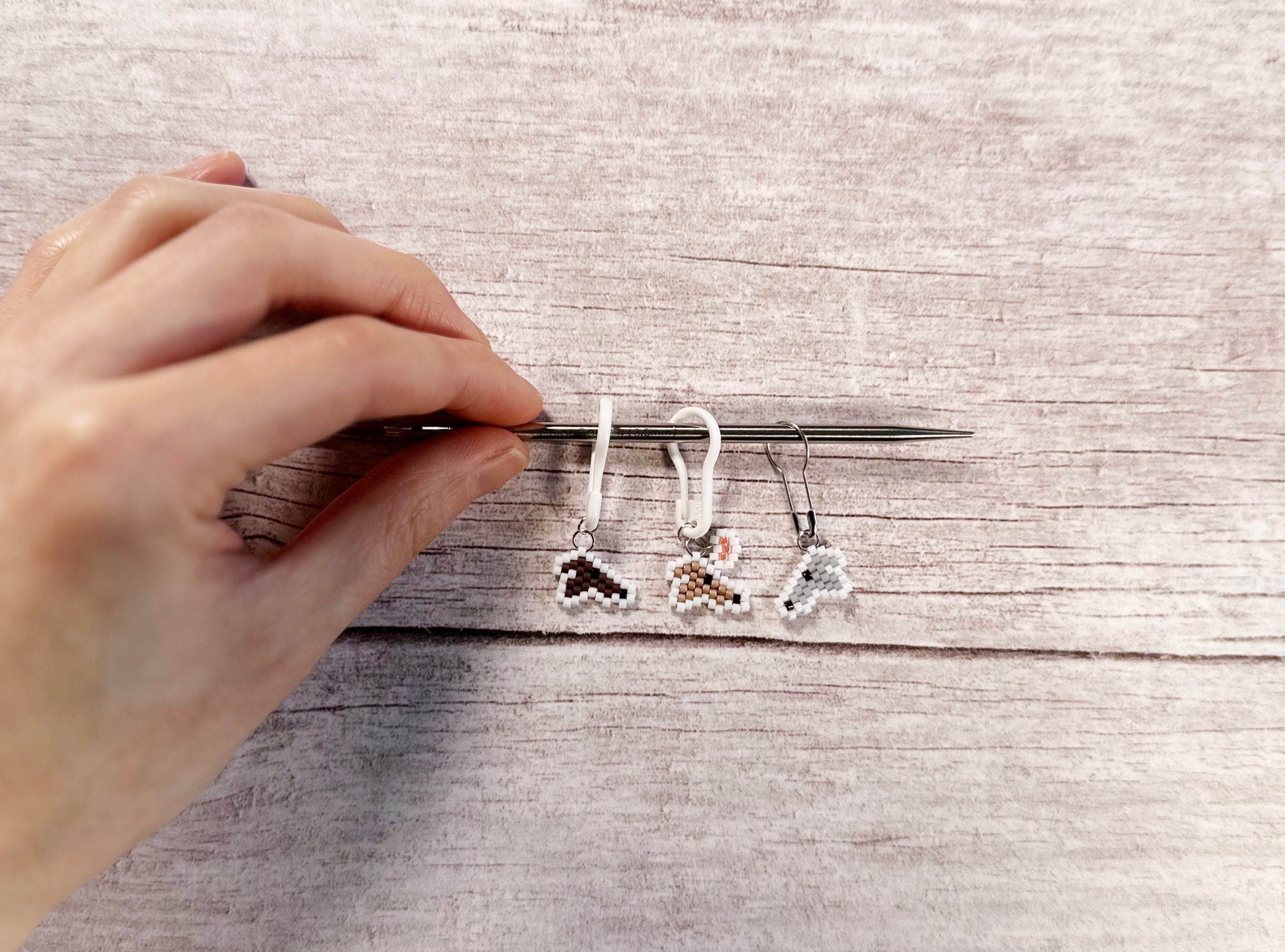 Hand Beaded Profile Greyhound Stitch Marker/progress Keeper - Etsy