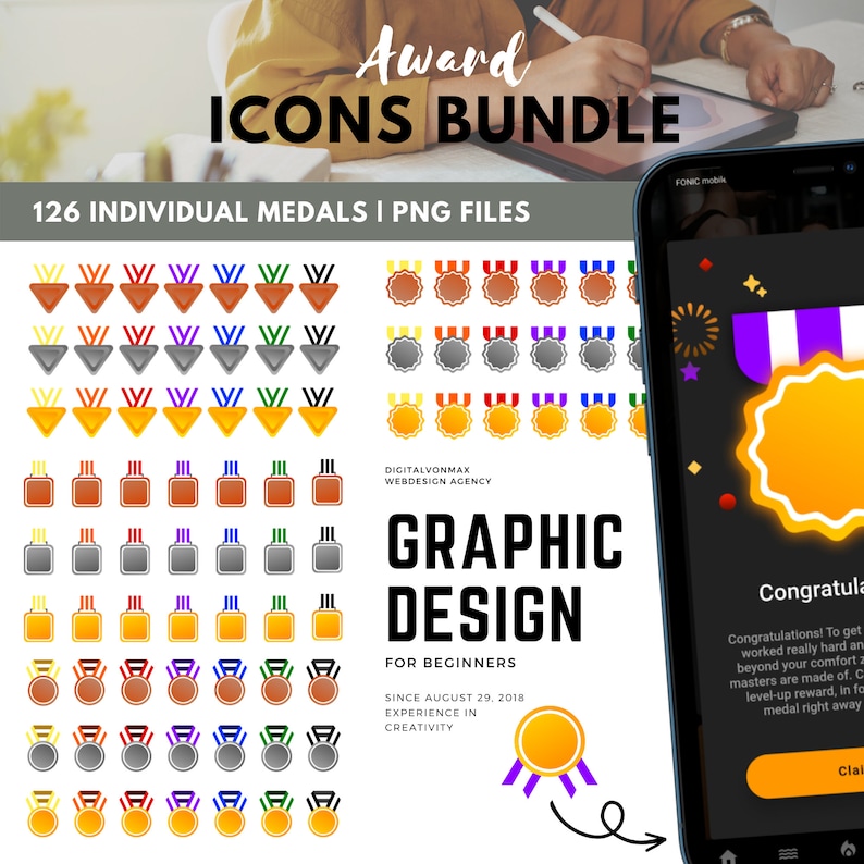 Gold Silver Bronze Medal Clipart, Award Batches Clipart, Medaillon ...