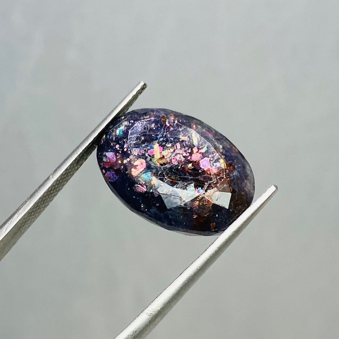 Multi Colors Sparkling Bloodshot Iolite Sunstone 15.65 Cts 14x19mm 100% ...