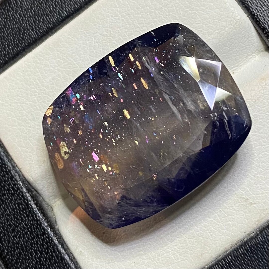 Multi Color Bloodshot Iolite Sunstone 19x25mm Baguette Shape Multi ...