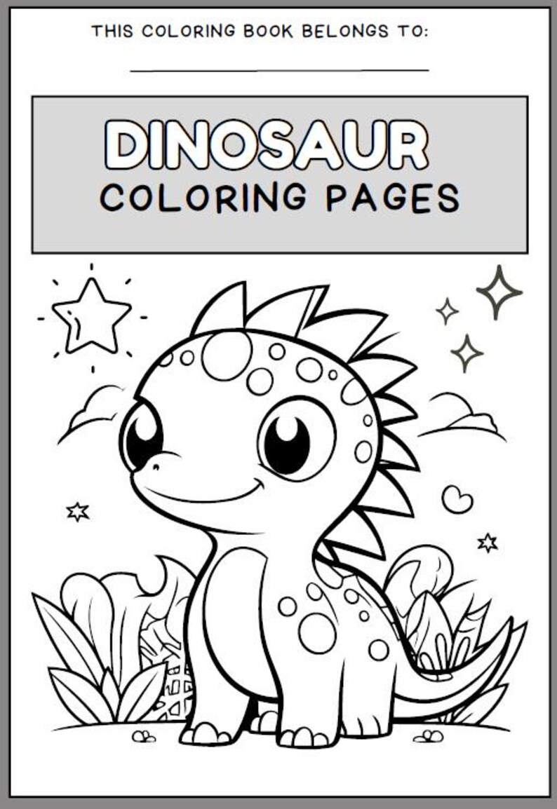 Dinosaur Coloring Book - Digital Download - 24 Pages of Fun! - Etsy