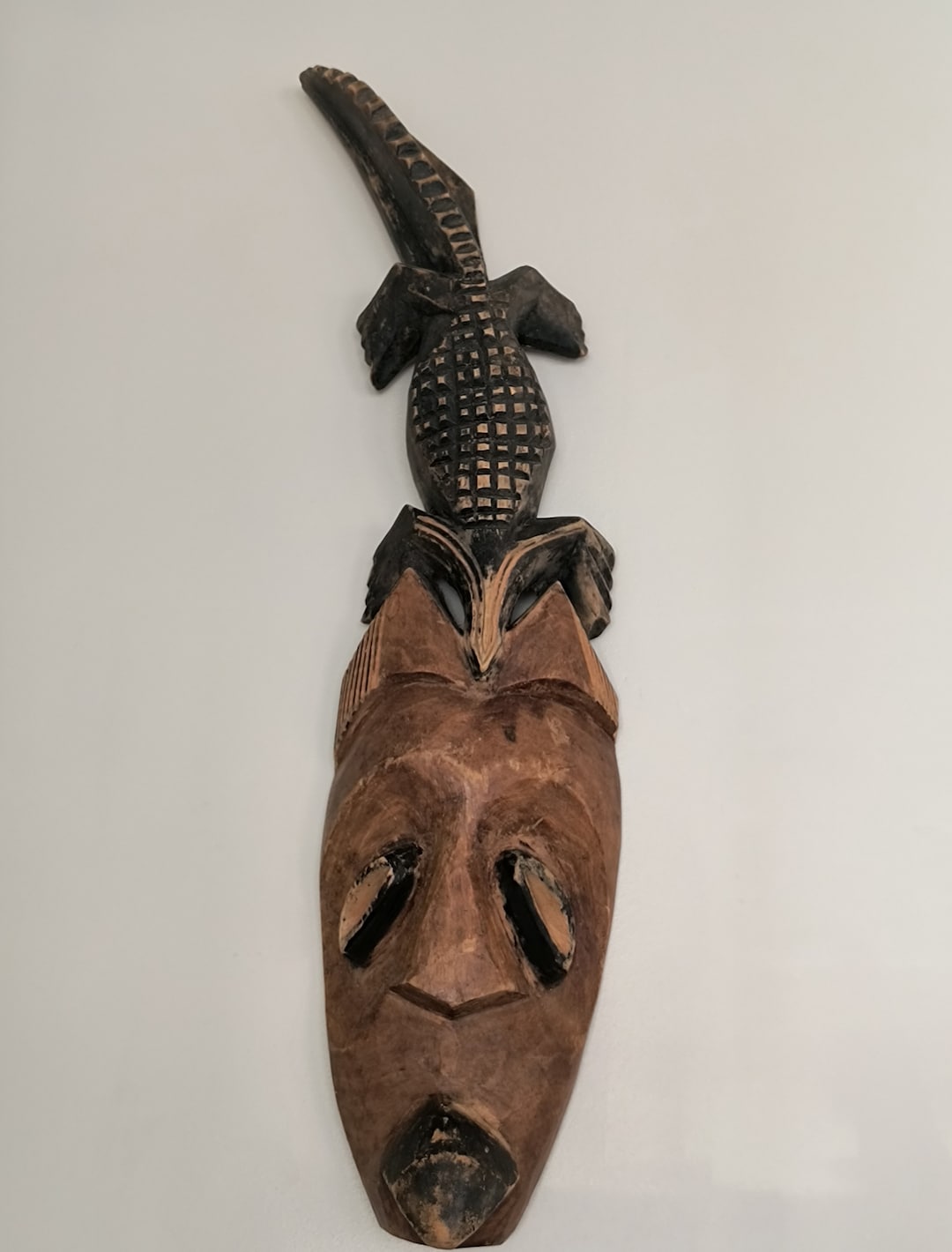 Vintage Hand Carved Wood African Crocodile Protection Tribal Mask - 28. ...