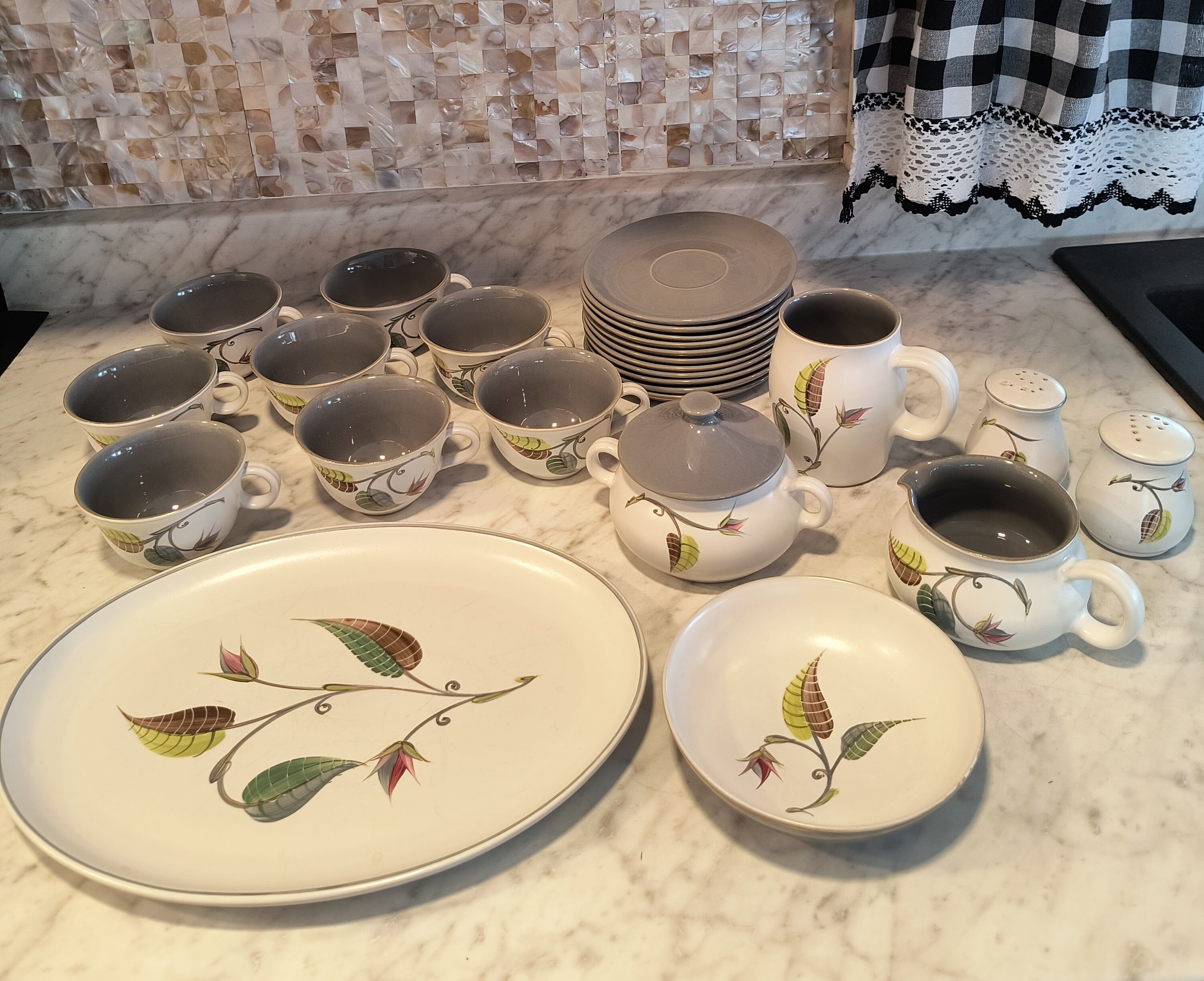 Vintage Denby Stoneware Spring Leaves & Buds 1950's Set of 27 Including ...