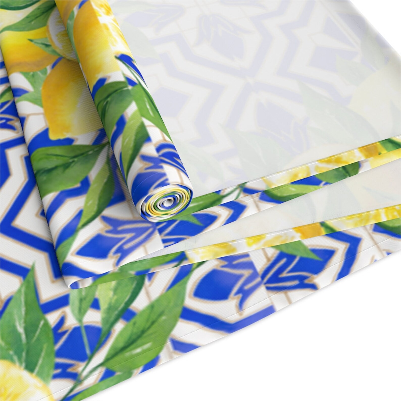 Positano Italy Blue Tiles With Lemon Table Runner, Amalfi Coast ...