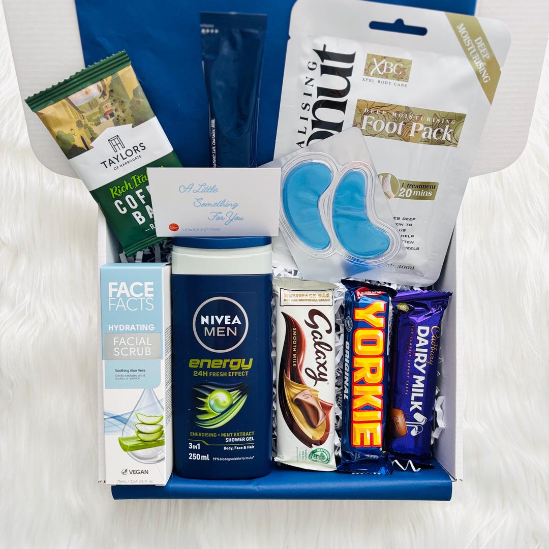 Men's Pamper Gift Box: Nivea Shower Gel, Coffee, Chocolate - Etsy