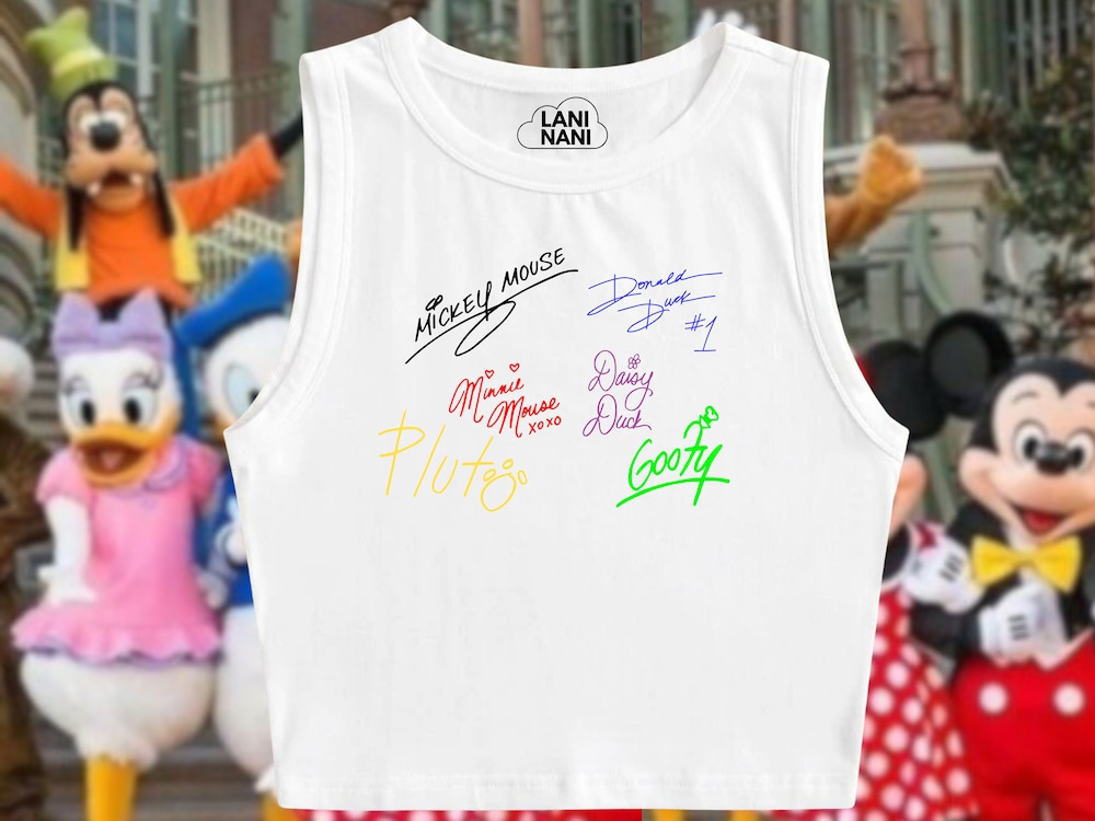 Disney Friends Signatures Crop Tank | Disney Crop Tank | Mickey And ...