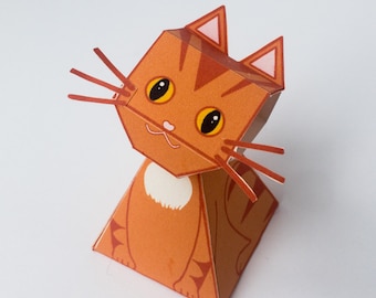 Grey Cat Paper Sculpture, Cut Out and Make - Printable PDF Template ...