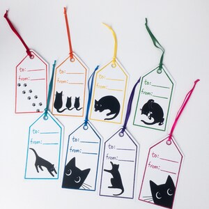 Printable Black Cat Gift Tags - 8 Colours and Designs - Instant ...