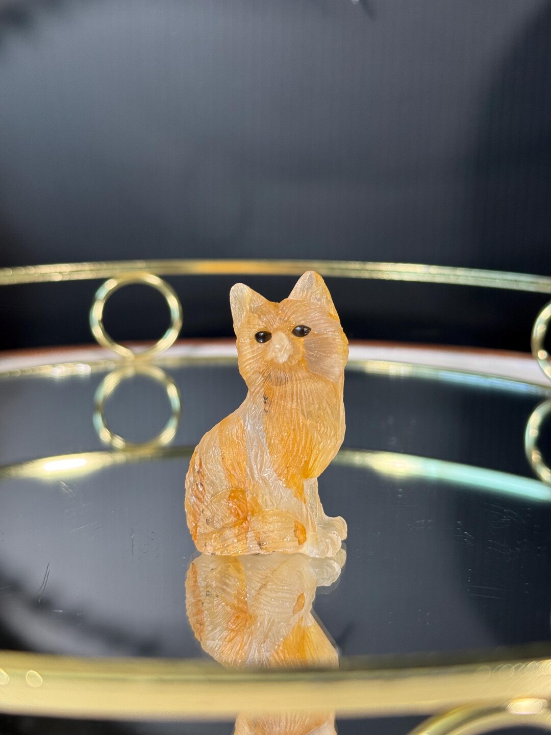 Hand Carved Unpolished Golden Healer Fox | Animal Crystal Carvings ...