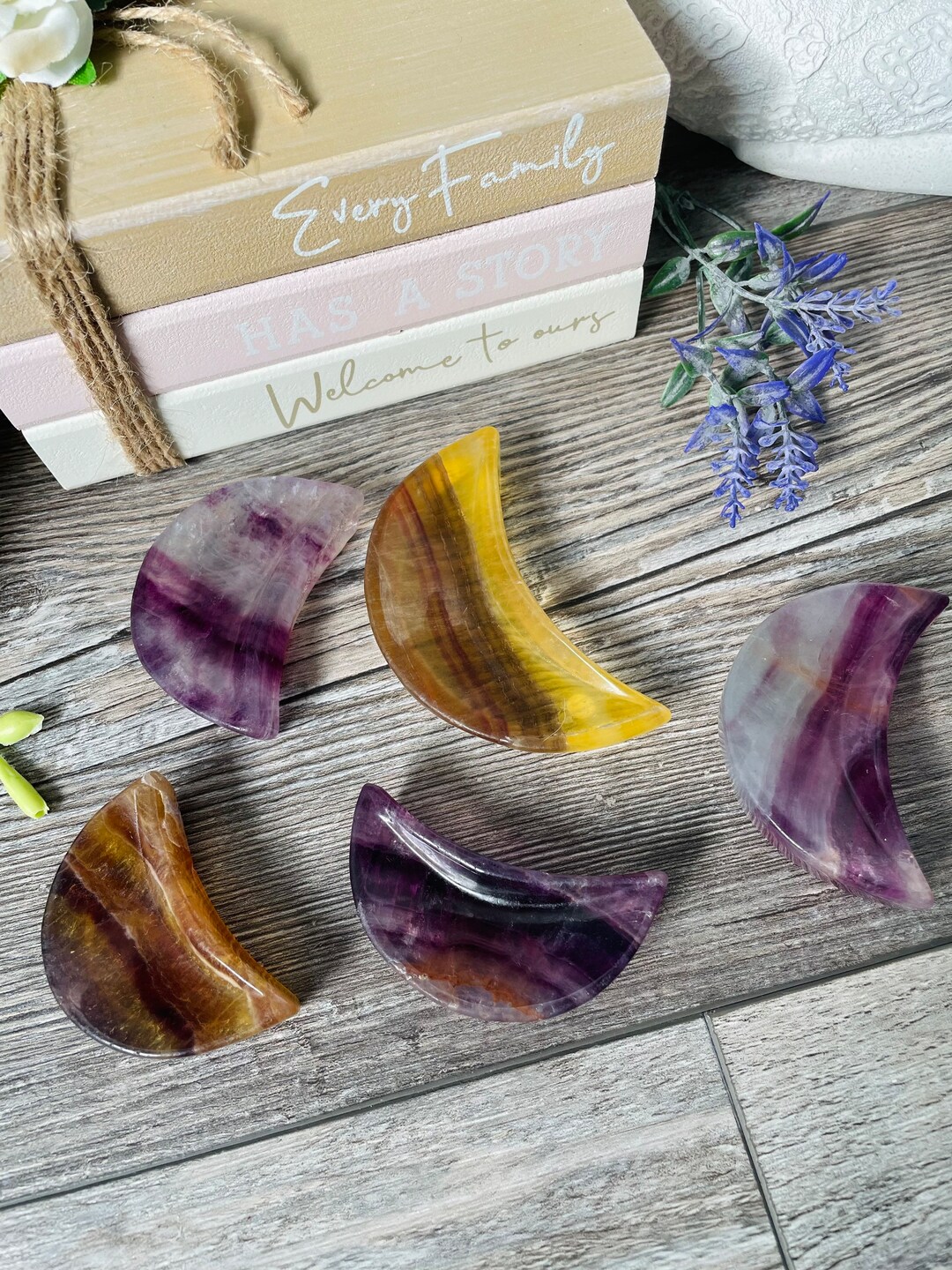 Fluorite Crescent Moon Bowls, Small Crescent Moon Bowls, Small Crystal ...