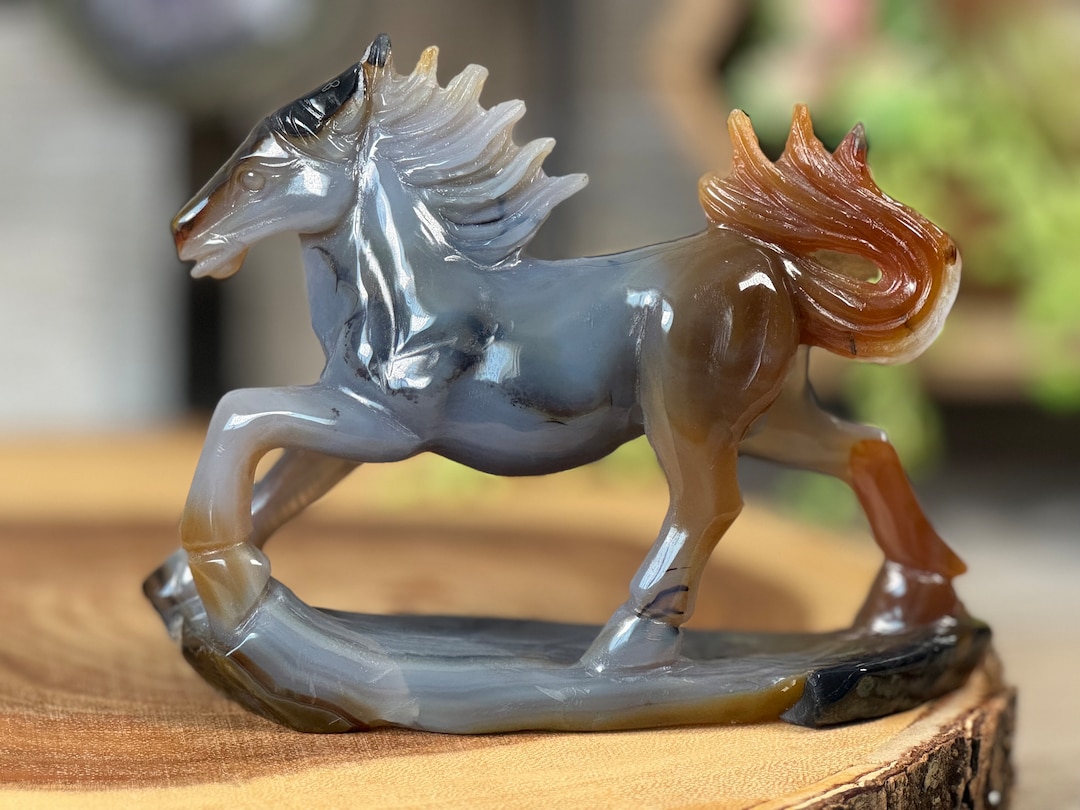 Agate Horse Crystal Carving, Colorful Agate, Animal Carvings, Horses - Etsy