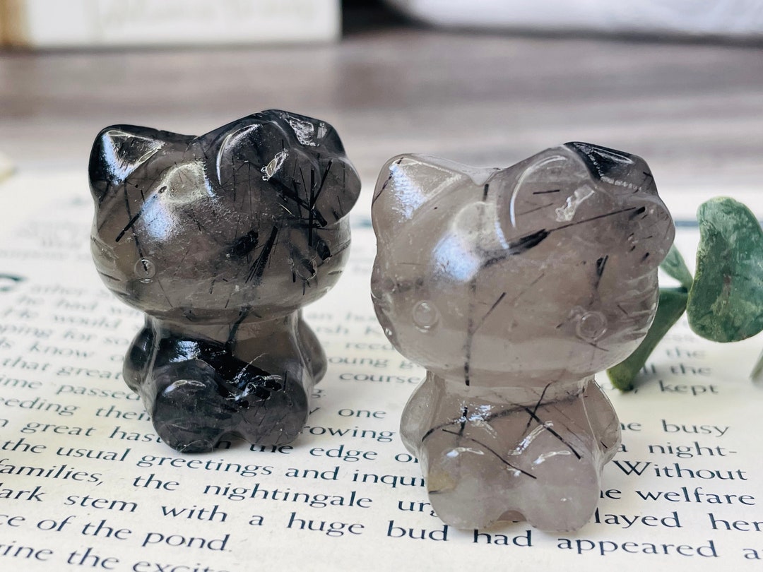 Tourmalated Quartz Cat Crystal Cat Carving Kitty Crystals - Etsy