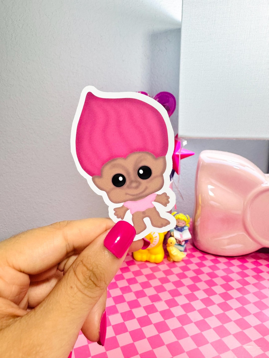 Pink Troll Sticker, Junk Journal, Sticker, Pink Hair Troll, Stickers ...