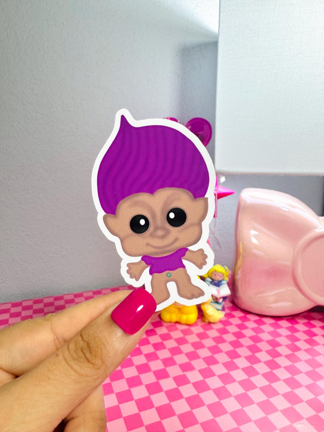 Purple Troll Sticker, Junk Journal, Sticker, Purple Hair Troll ...