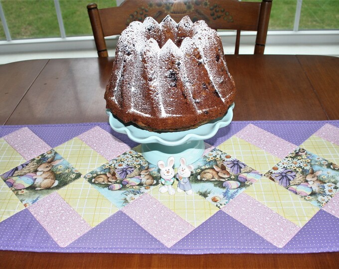 Quilted Spring Floral Table Runner for Easter Decor - Pastel Color Palette, Reversible Table ...