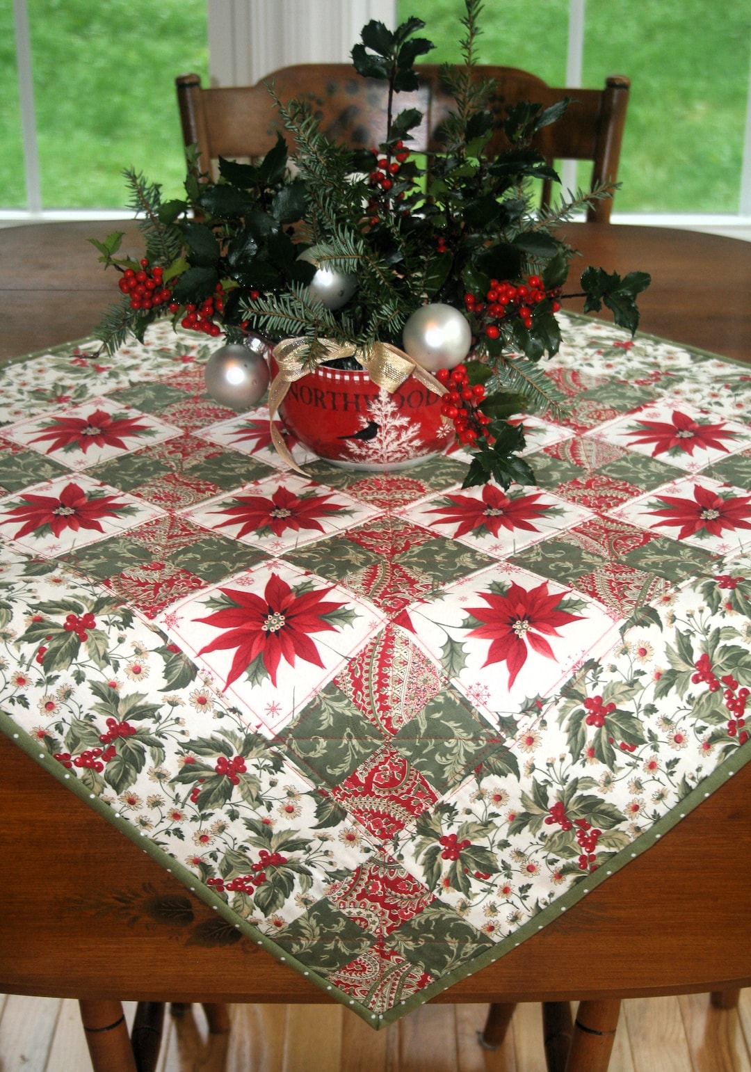 PDF Patchwork Holiday Quilted Table Topper Pattern With Fussy Cut ...