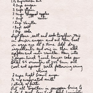 Handwritten Recipe Keepsake - Etsy