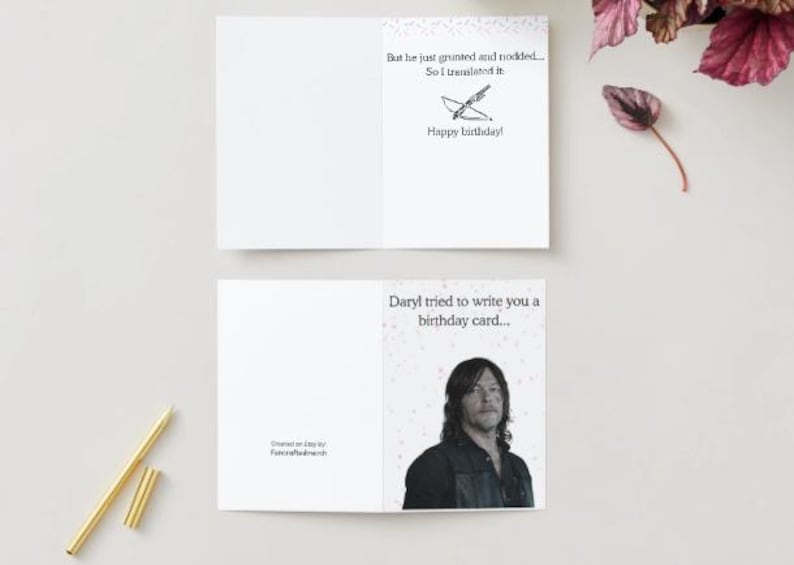 Funny Birthday Card Daryl Dixon Meme Greeting Card Norman Reedus ...