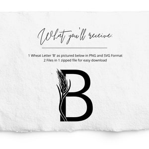Wheat B SVG Graphic, Hand Drawn Letter B Monogram, Logo Design, Solid ...