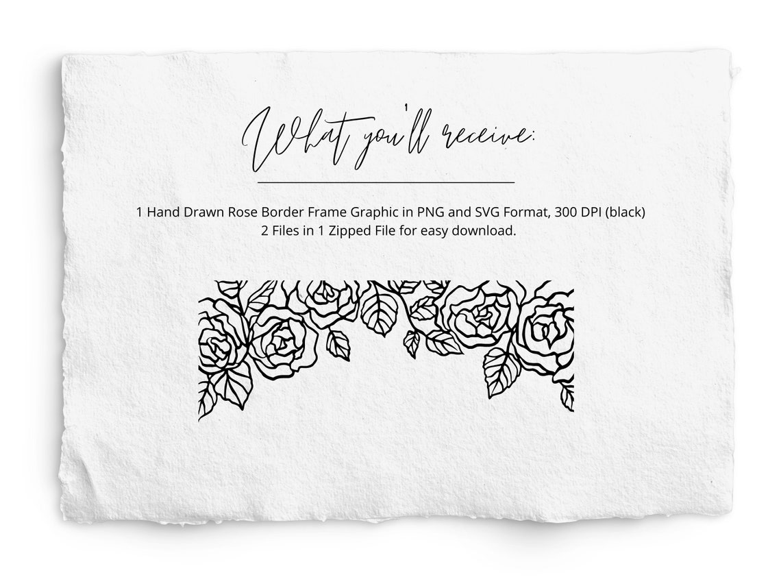 Rose Border SVG and PNG, Flower Frame, Wedding Rose Border Frame for ...