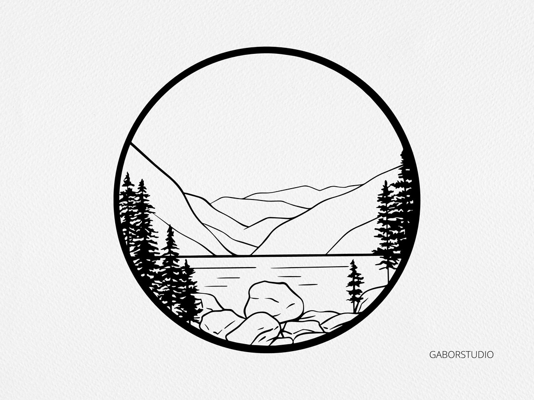 Mountain Frame, Lake Louise SVG and PNG Clip Art, Sublimation Graphic ...