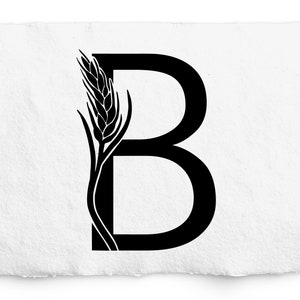 Wheat B SVG Graphic, Hand Drawn Letter B Monogram, Logo Design, Solid ...