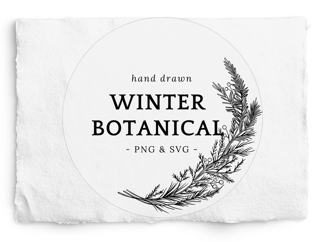 Winter Botanical Half Circle SVG, PNG, Laser Engraving, Gift Tag Making ...