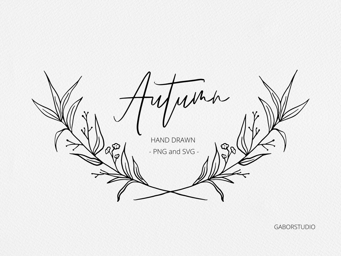Fall Monogram Frame SVG Autumn Botanical Wedding Logo - Etsy