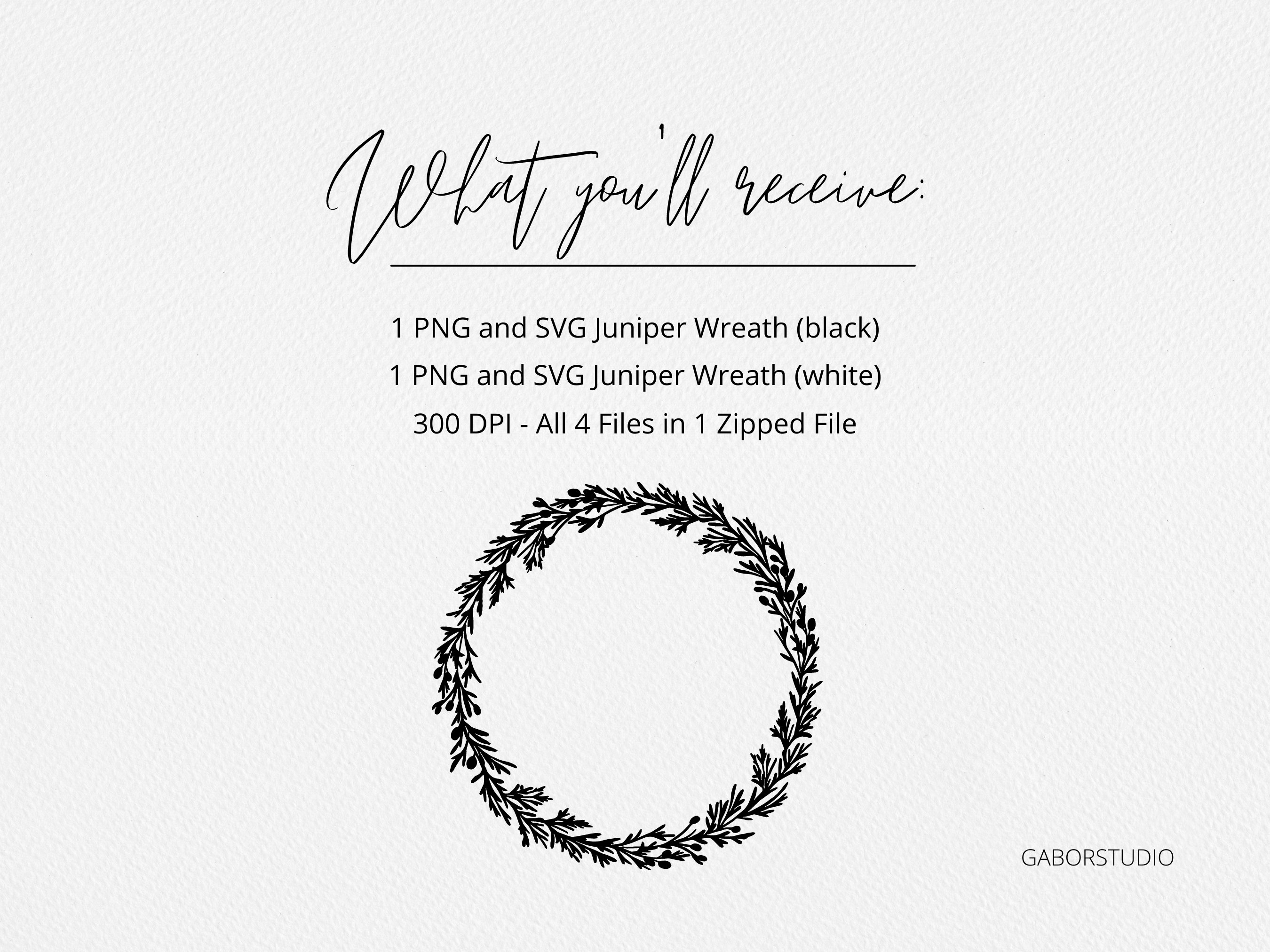 Juniper Wreath SVG, Botanical Hand Drawn Winter Wreath Graphic, Holiday ...