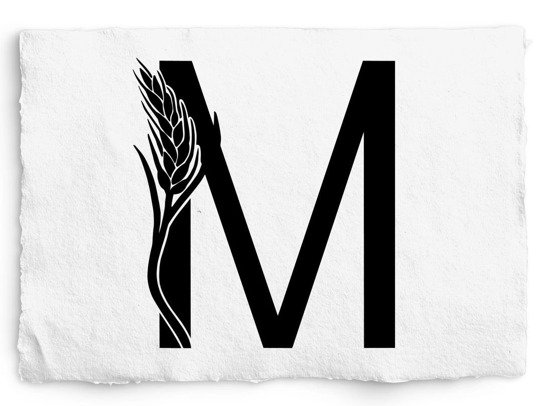 Wheat M SVG Graphic, Hand Drawn Letter M Monogram, Logo Design, Solid ...