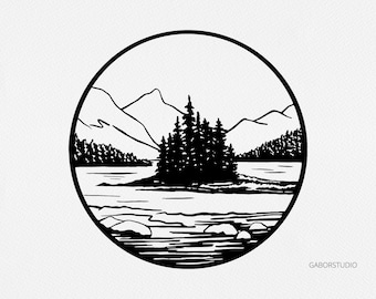 Mountain Lake Svg - Etsy