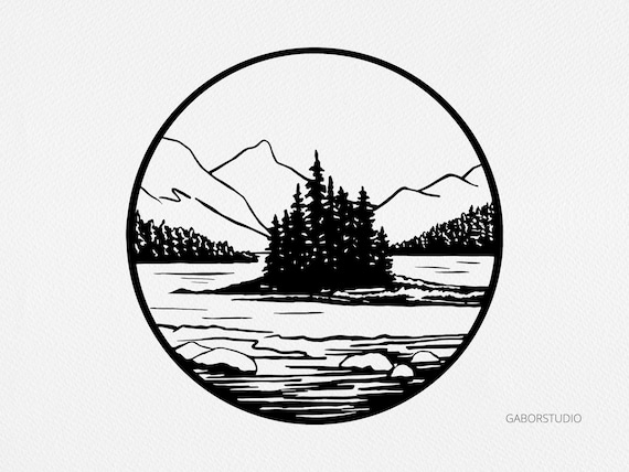 Mountain Lake SVG Mountain Graphic Rocky Mountains Digi - Etsy