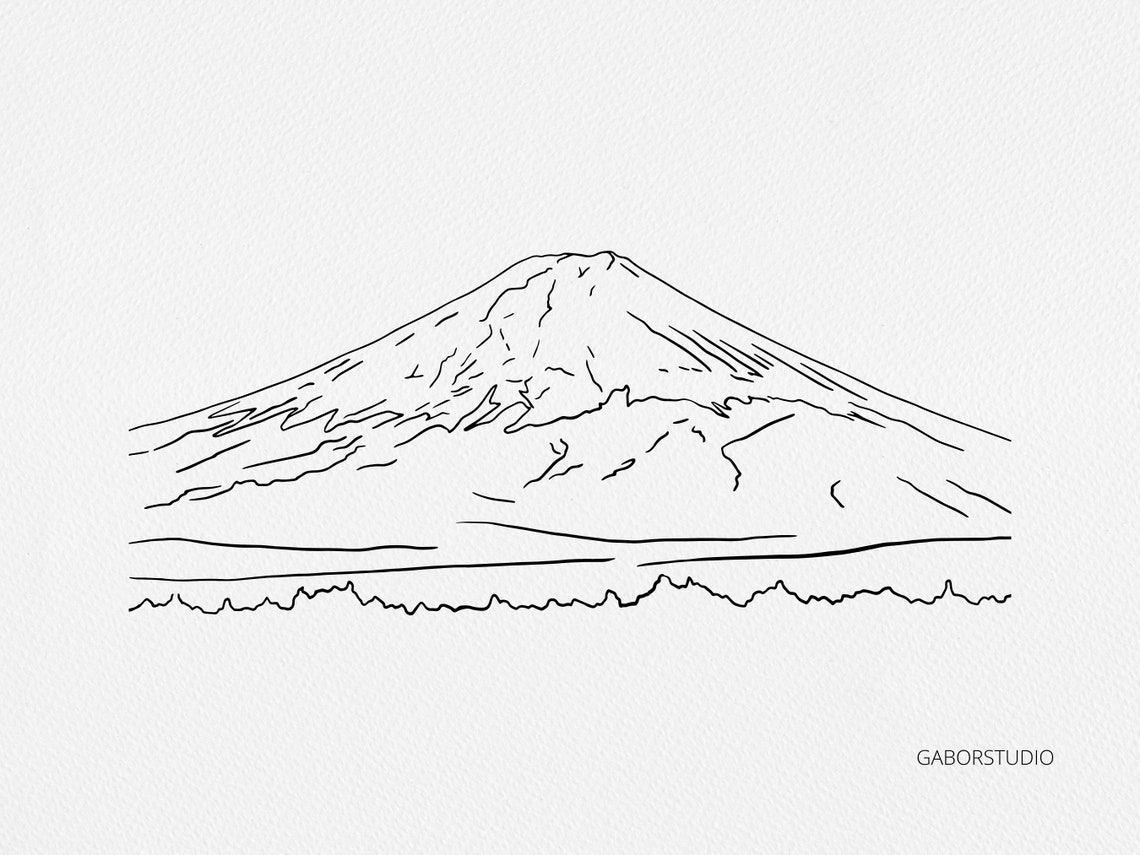 Mount Fuji SVG Mountain Line Art Japan Digi Stamp Mountain - Etsy
