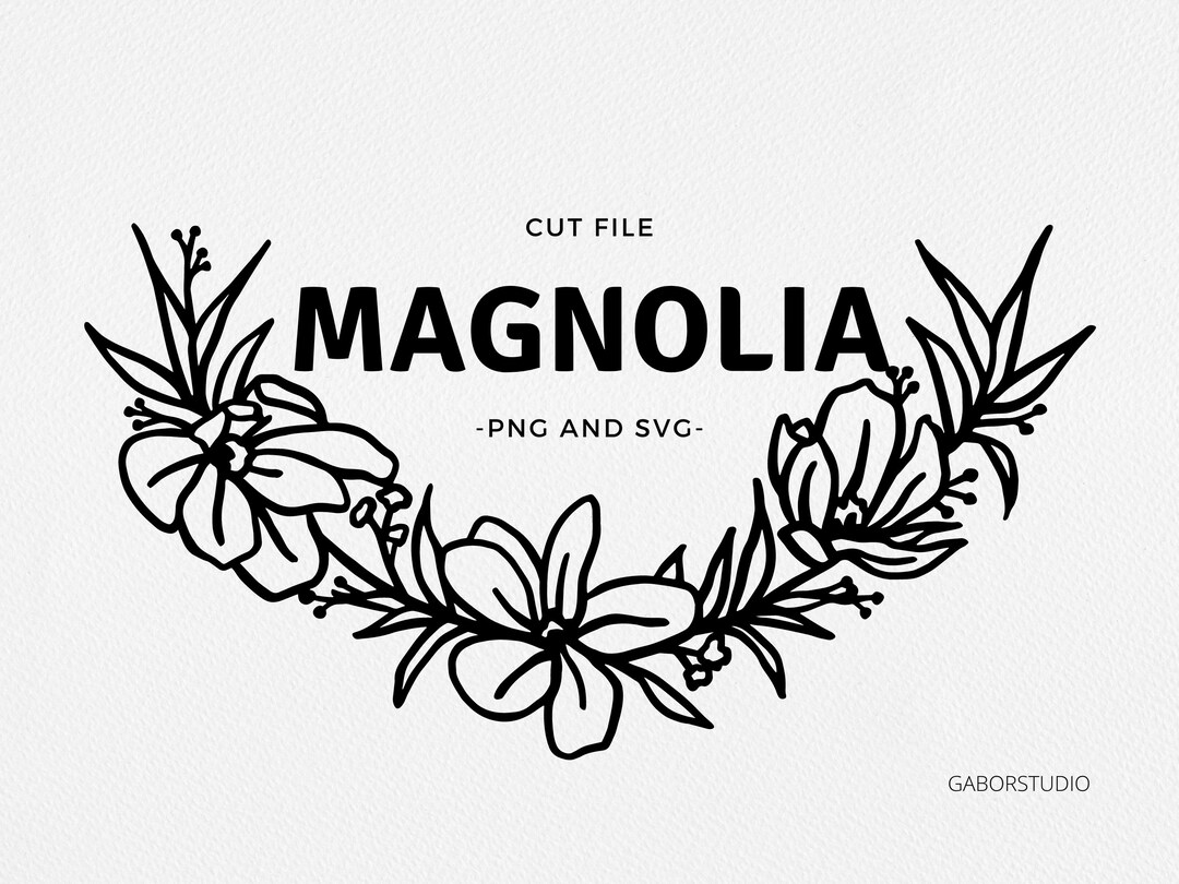 Magnolia Monogram SVG Cut File, Magnolia Swag PNG Graphic, Vinyl Cut ...