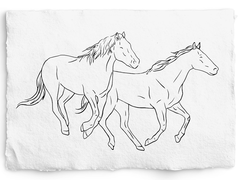 Running Horses SVG, Hand Drawn Horses, Commercial Free, Laser Engraving ...