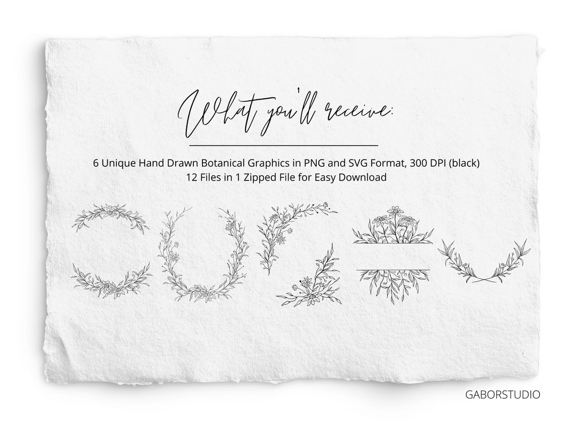 Botanical Frame SVG Bundle Wreaths Corners Monogram - Etsy