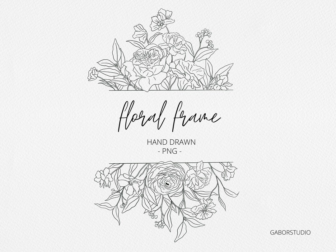 Floral Frame PNG, Flower Frame Graphic, Wedding Clipart Frame ...