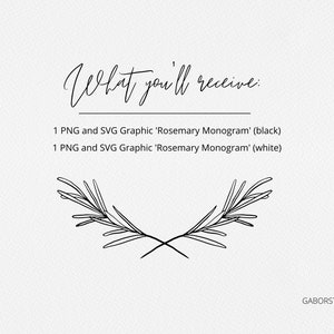 Rosemary Monogram, Leaf Monogram SVG, Leaf Botanical, Logo Design, Digi ...