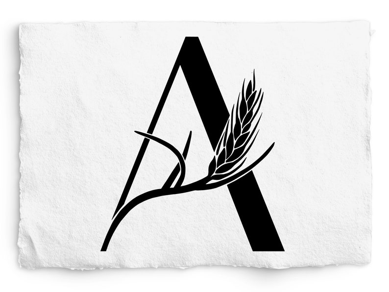 Wheat 'A' SVG Graphic, Hand Drawn Letter A Monogram, Logo Design, Solid ...