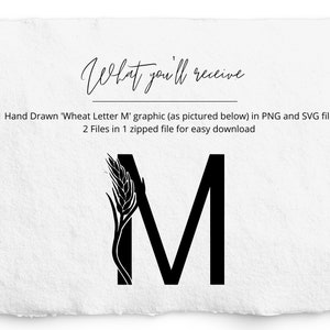 Wheat M SVG Graphic, Hand Drawn Letter M Monogram, Logo Design, Solid ...