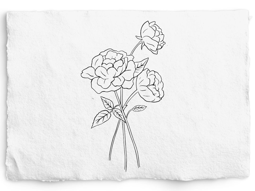 Rose SVG, June Birth Month Flower SVG - Birthday Flower, Hand Drawn ...
