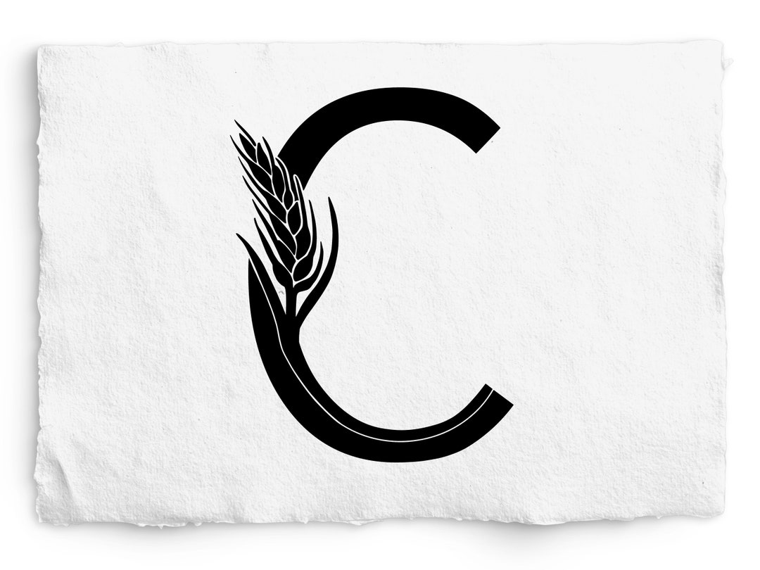 Wheat C SVG Graphic, Hand Drawn Letter C Monogram, Logo Design, Solid ...