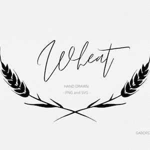 Wheat Frame SVG, Monogram, Hand Drawn, Emblem, Cricut Cut File, Logo ...