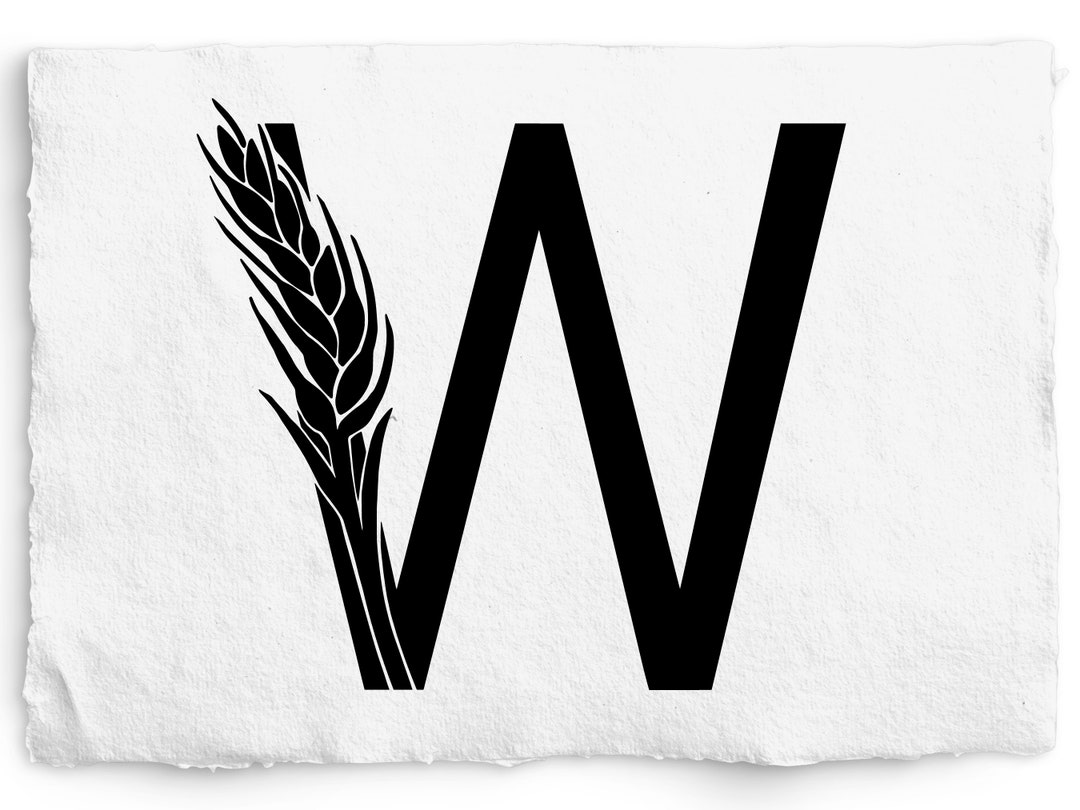 Wheat W SVG Graphic, Hand Drawn Letter W Monogram, Logo Design, Solid ...