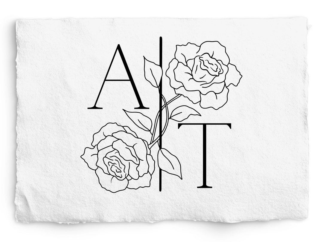 Rose Monogram, Customizable Monogram, PNG and SVG Files, Rose Botanical ...