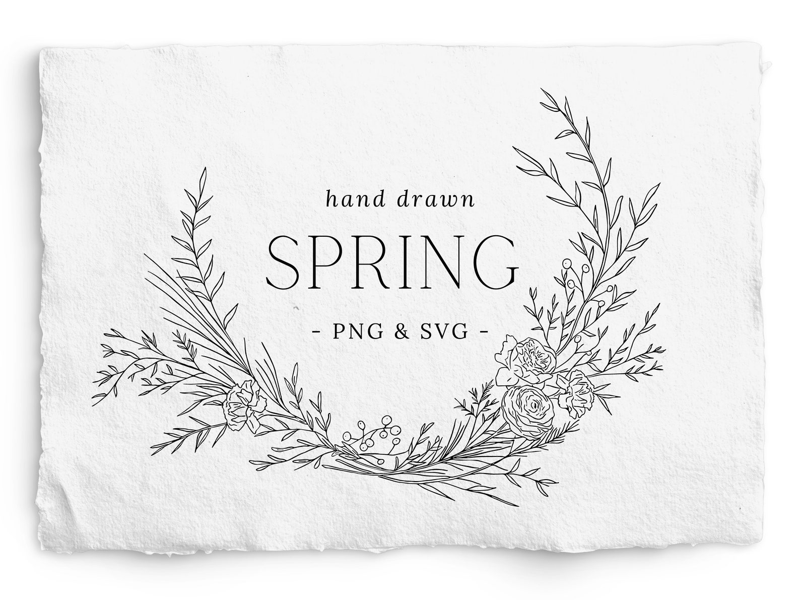 Botanical Wreath SVG Hand Drawn Spring and Summer Floral - Etsy