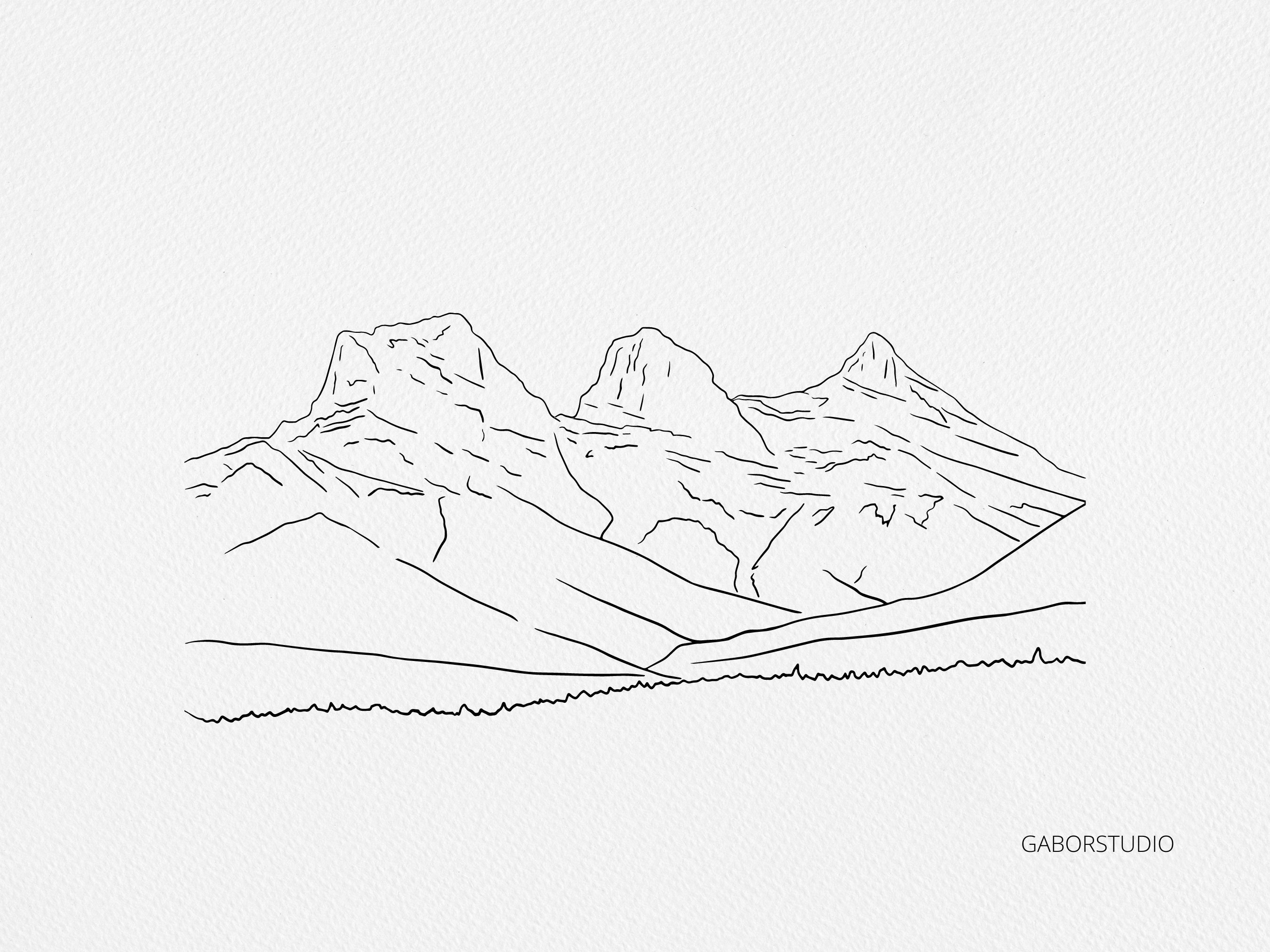 3 Sisters Canmore Alberta Mountain SVG Clipart Hand Drawn | Etsy Canada