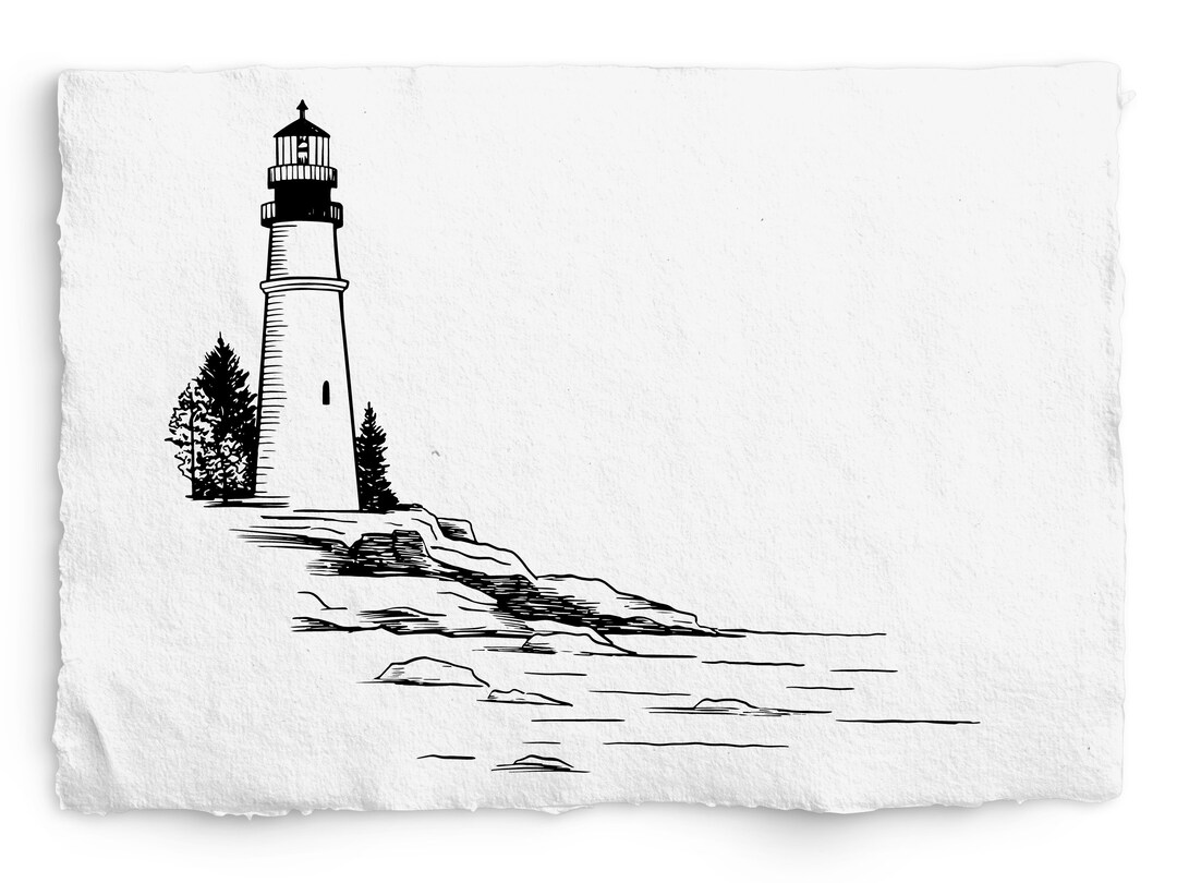 Lighthouse SVG Graphic, Hand Drawn, Sublimation, Digi Stamp, Engraving ...